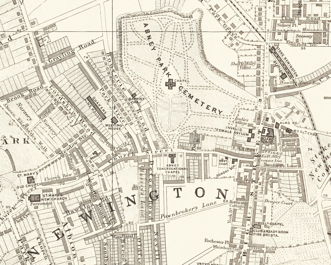 Old LONDON Map 1877 Highbury, Finsbury Park, Stoke Newington Sheet 3 ...