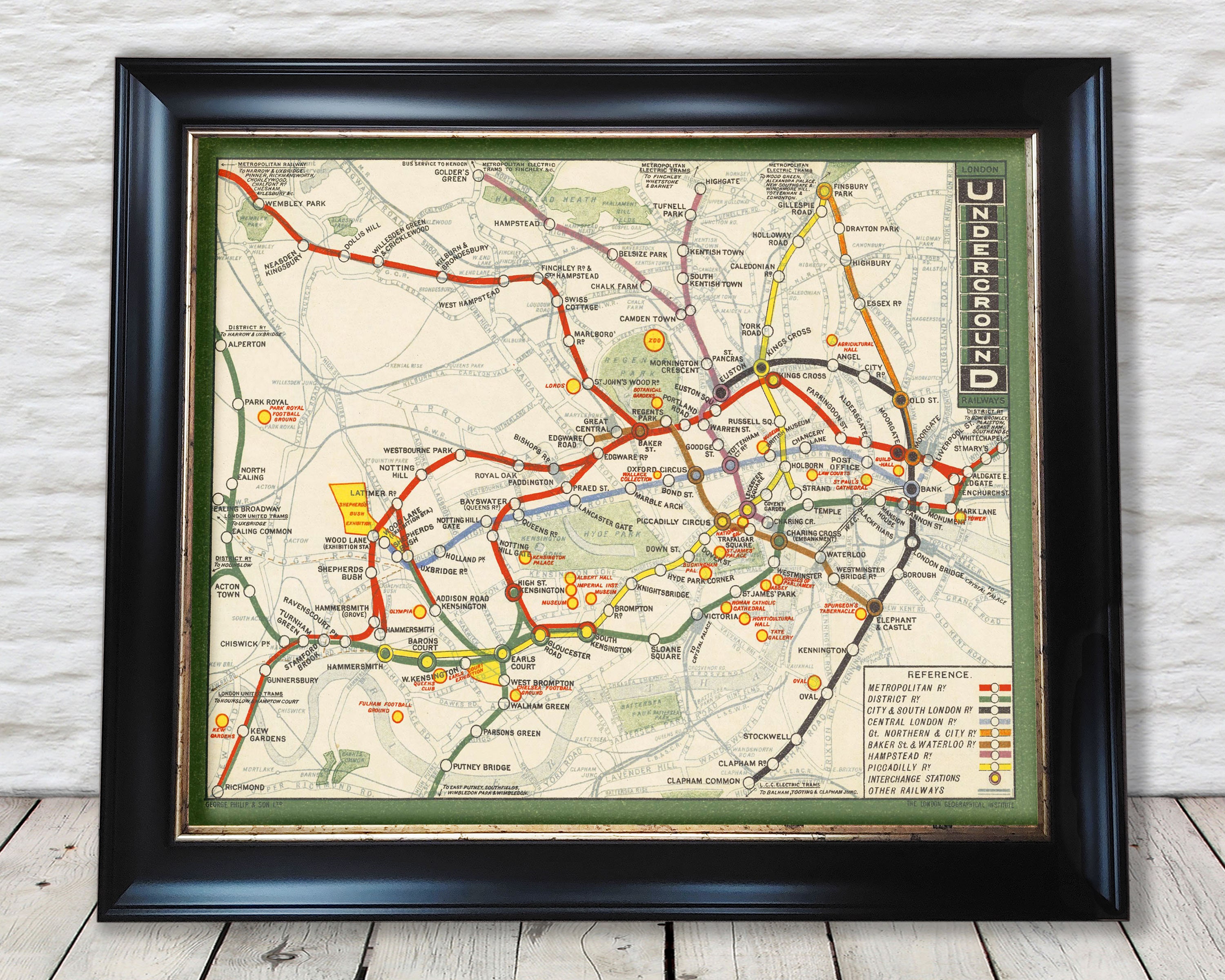 LONDON Underground Tube Railway Map 1912 Oxford Circus, Piccadilly ...