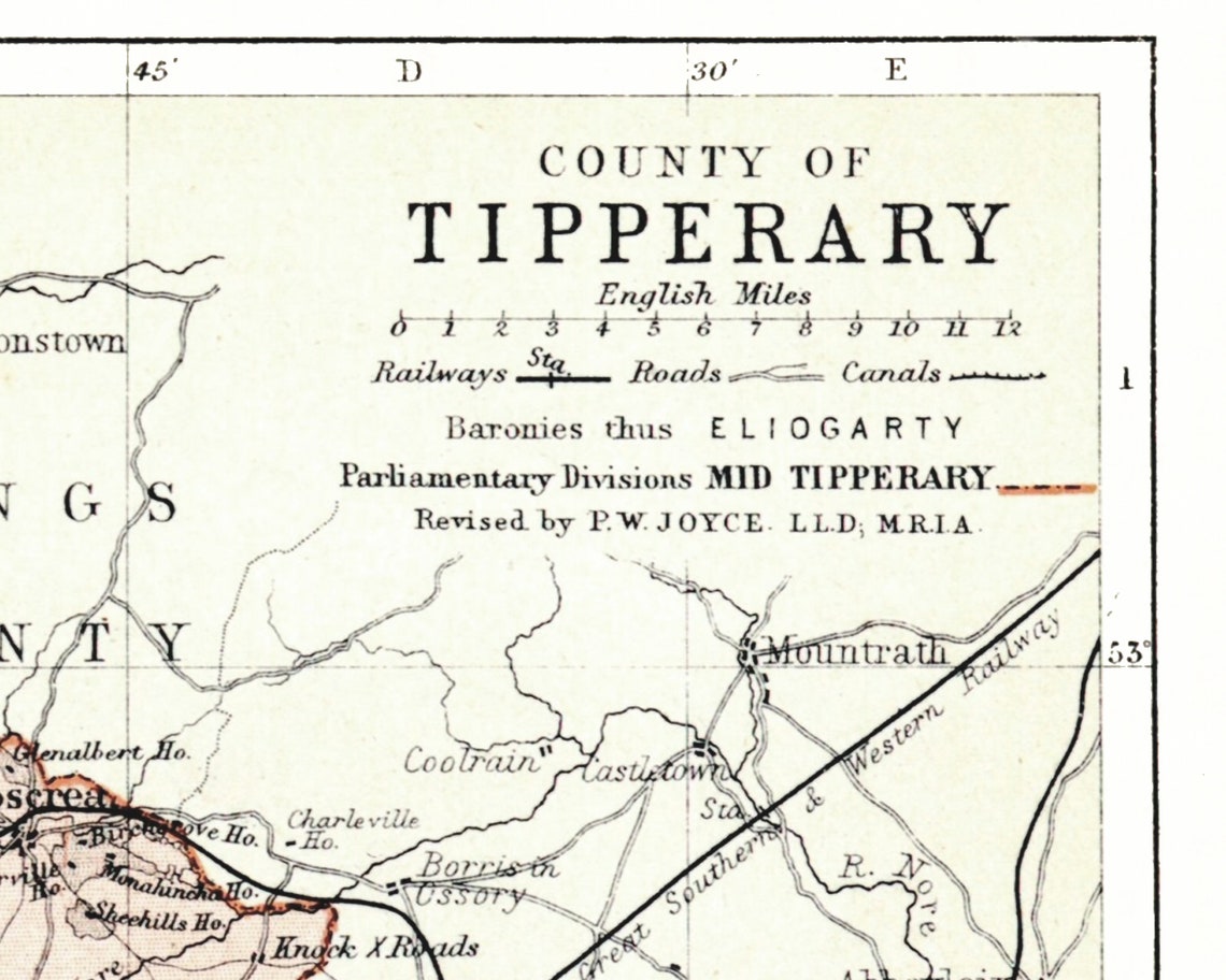 County TIPPERARY Antique Reproduction Irish Map 1897 by - Etsy UK