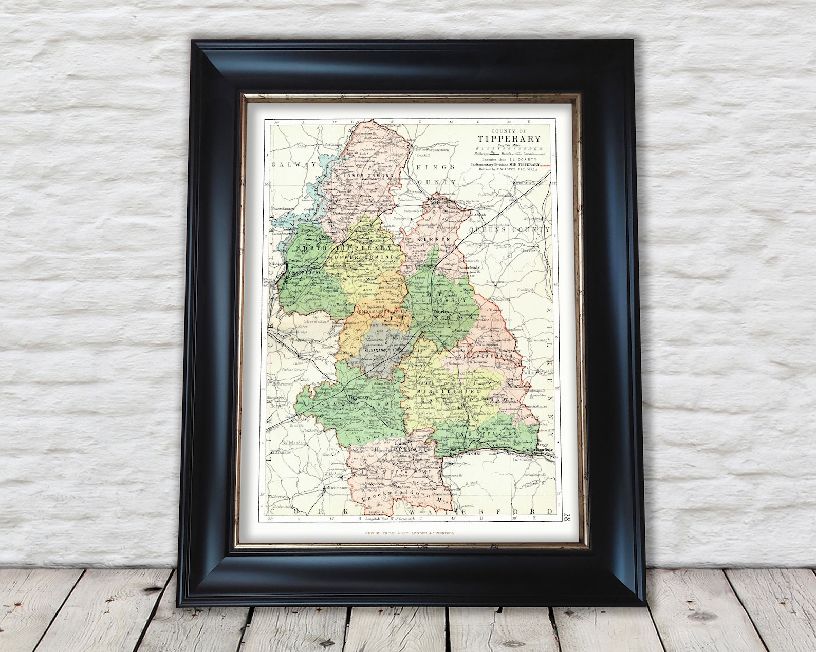 County TIPPERARY, Antique Reproduction Irish Map 1897 by Bartholomew ...