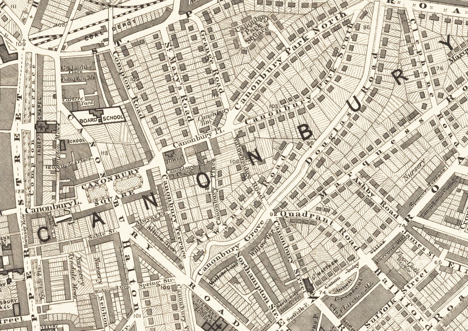 Old LONDON Map 1877 Clerkenwell, Islington, Bethnal Green Sheet 7 ...