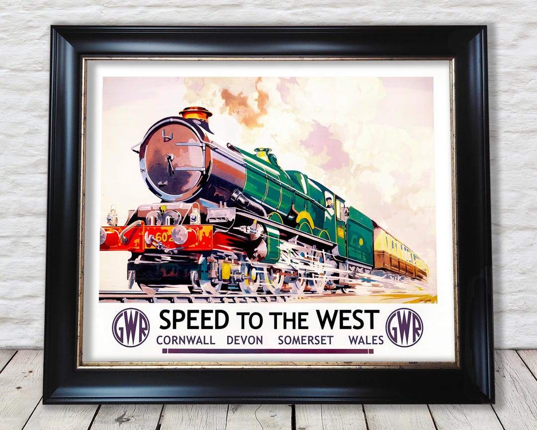 GWR Railway Print "speed to the West" Charles Mayo 1939 - King Class ...