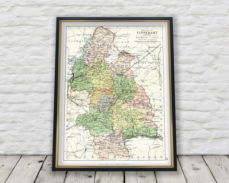 County TIPPERARY Antique Reproduction Irish Map 1897 by - Etsy UK
