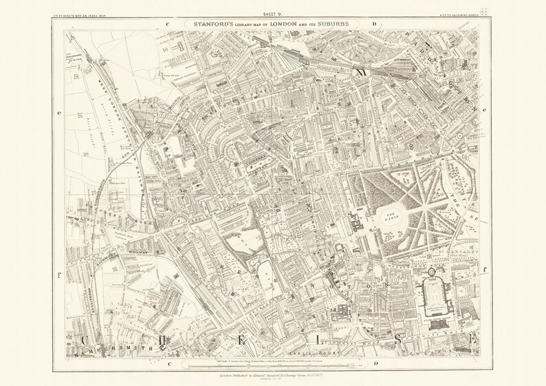 1877 London Map Print: Kensington, Bayswater, Notting Hill ...