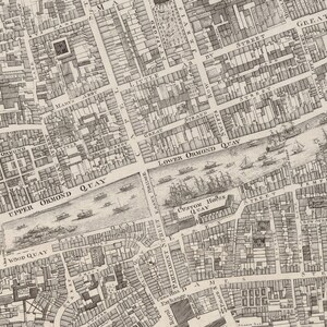 Old DUBLIN Map 1773 by John Rocque - River Liffey, Trinity College ...