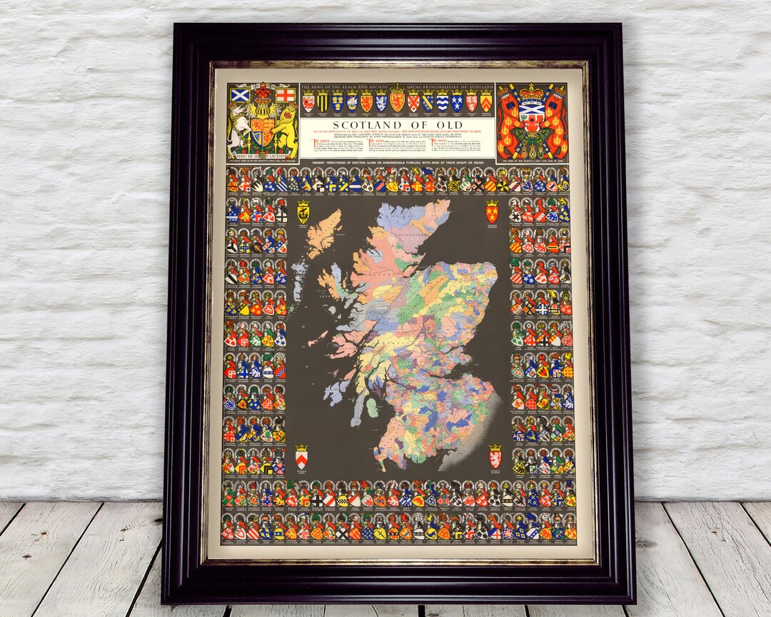RARE Bartholomew Clan Map of Scotland by Don Pottinger 3 - Etsy