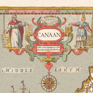 Old Map of CANAAN 1651 by John Speed Holy Land Jerusalem Bible Moses ...