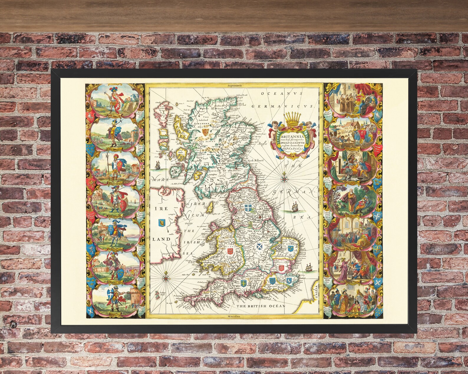 Outstanding 'Britannia Anglo Saxon Heptarchy' Map by | Etsy