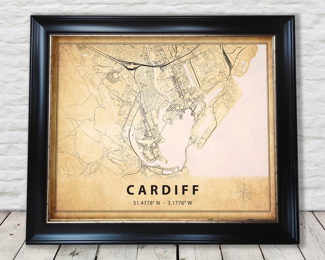 CARDIFF Vintage Map Style Print - Special Memories, Perfect Gift ...