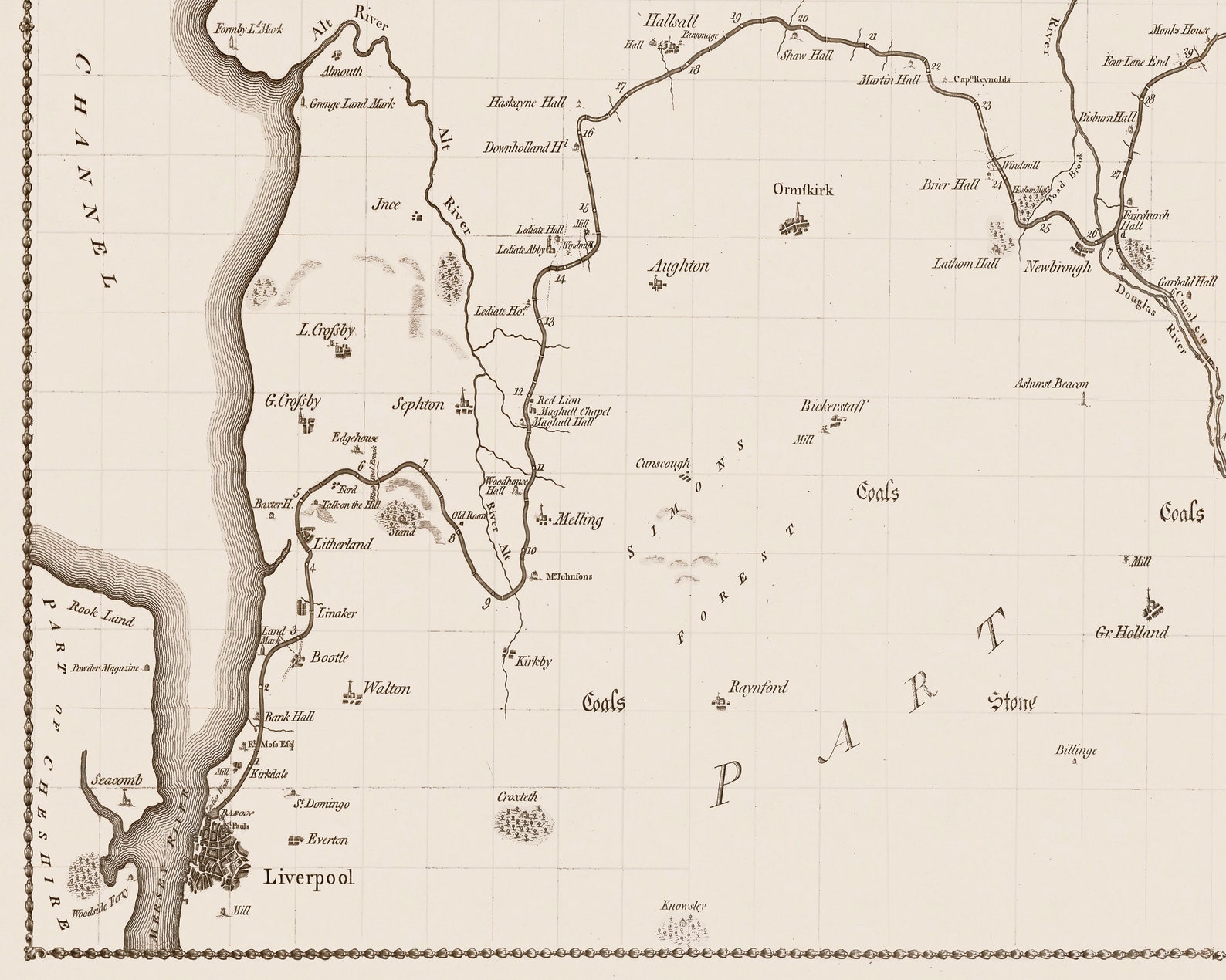 Rare CANAL Map LEEDS and Liverpool Canal C. 1775 by Joseph Priestley ...