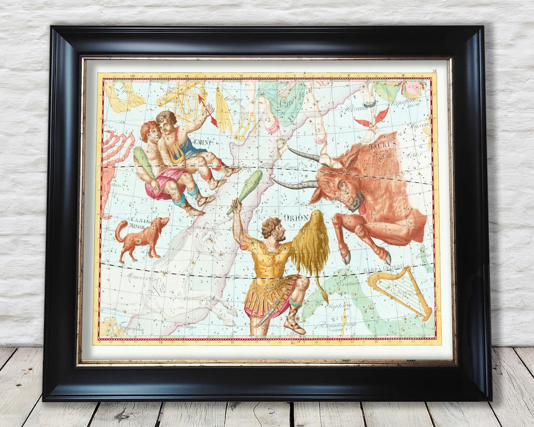 ORION TAURUS Gemini Constellations Map by Johann Bode 1801 Uranographia ...