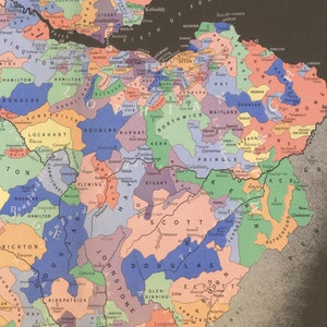RARE Bartholomew Clan Map of Scotland by Don Pottinger - Heraldry ...