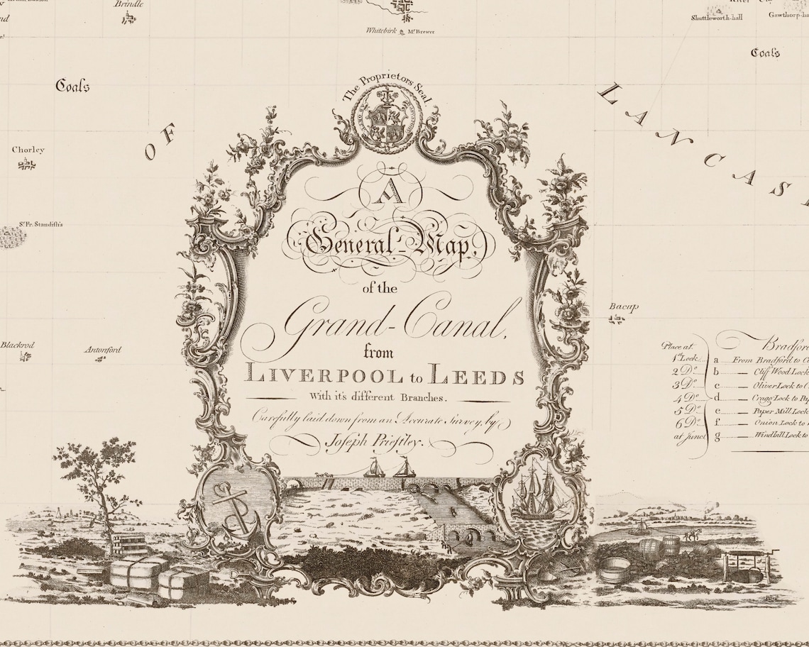 Rare CANAL Map LEEDS and Liverpool Canal C. 1775 Surveyed by - Etsy UK
