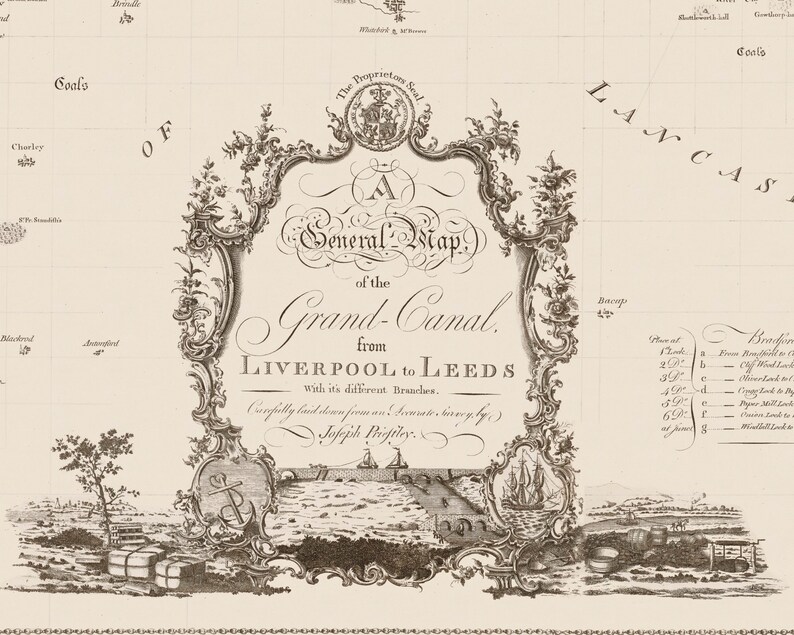 Rare CANAL Map LEEDS and Liverpool Canal C. 1775 Surveyed by - Etsy UK