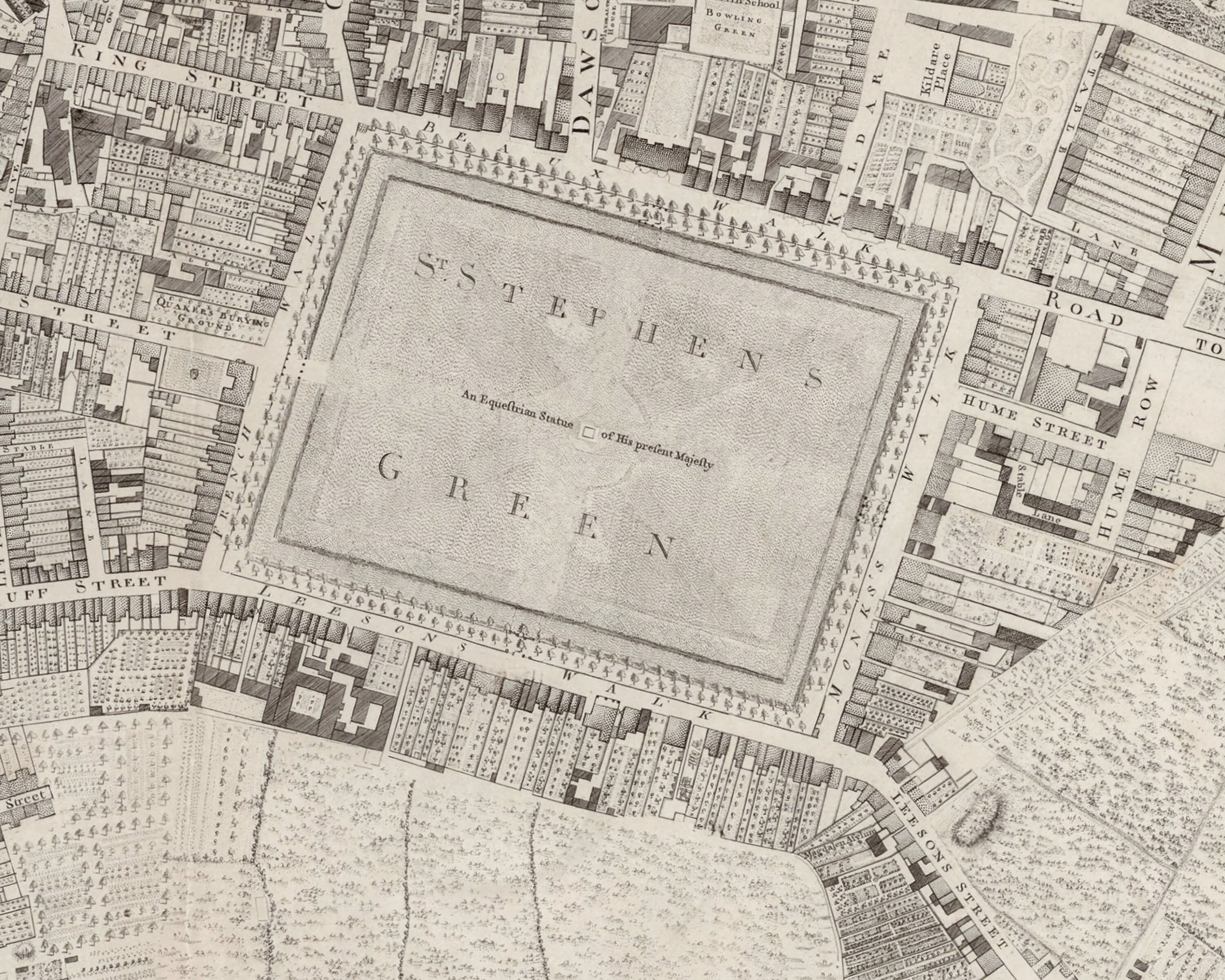 Old DUBLIN Map 1773 by John Rocque - River Liffey, Trinity College ...