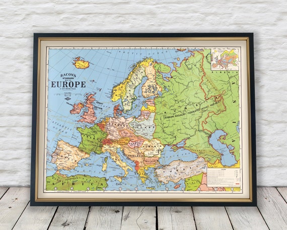 Bacon's Standard Map of EUROPE 1920 by GW Bacon - Etsy UK