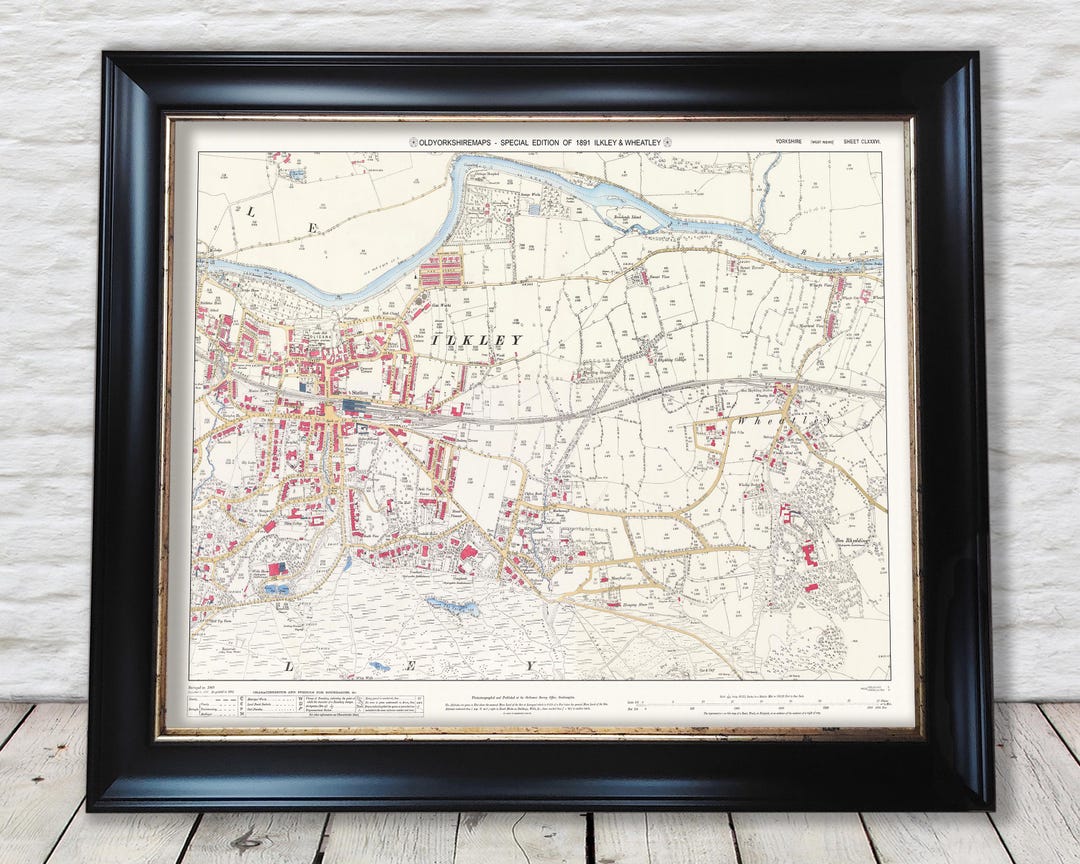 Old ILKLEY Wheatley Map 1891 - Exclusive "cow and Calf" Edition ...