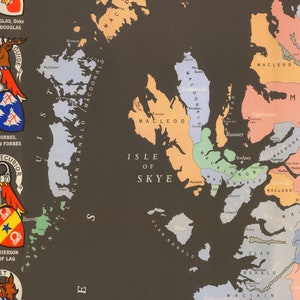 RARE Bartholomew Clan Map of Scotland by Don Pottinger - Heraldry ...
