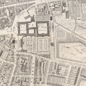 Old DUBLIN Map 1773 by John Rocque - River Liffey, Trinity College ...