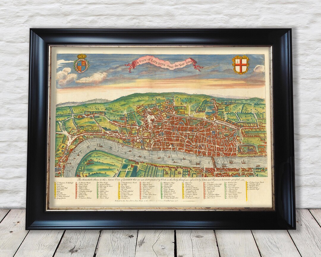 Elizabethan London Map: 1738 Wm Maitland Reproduction, Agas 1560 ...