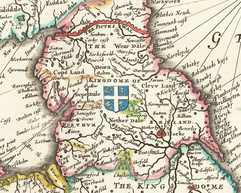 Outstanding Britannia ANGLO SAXON Heptarchy Map by Jan Jansson 1646 ...