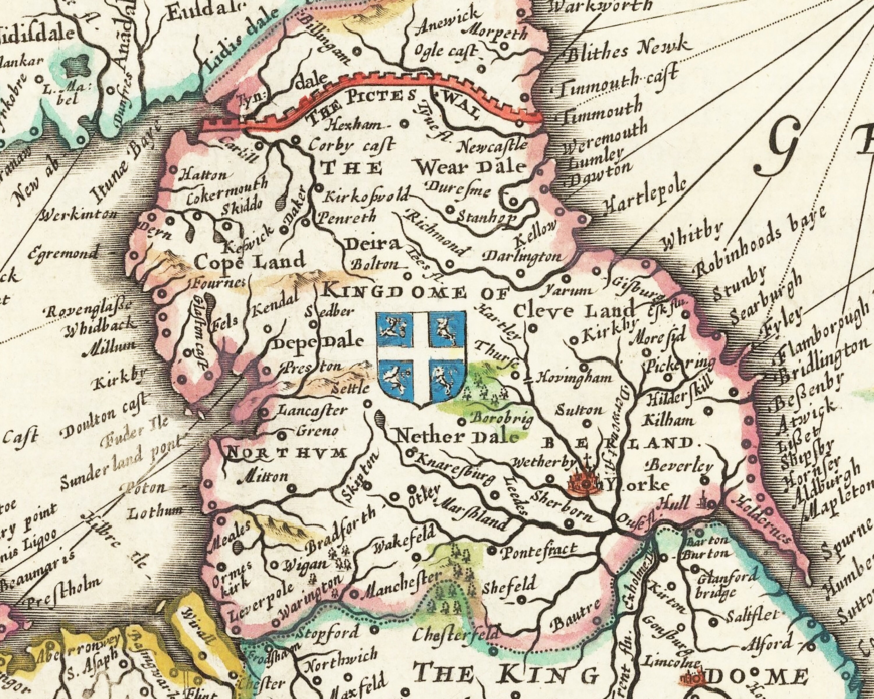 Outstanding Britannia ANGLO SAXON Heptarchy Map by Jan Jansson 1646 ...