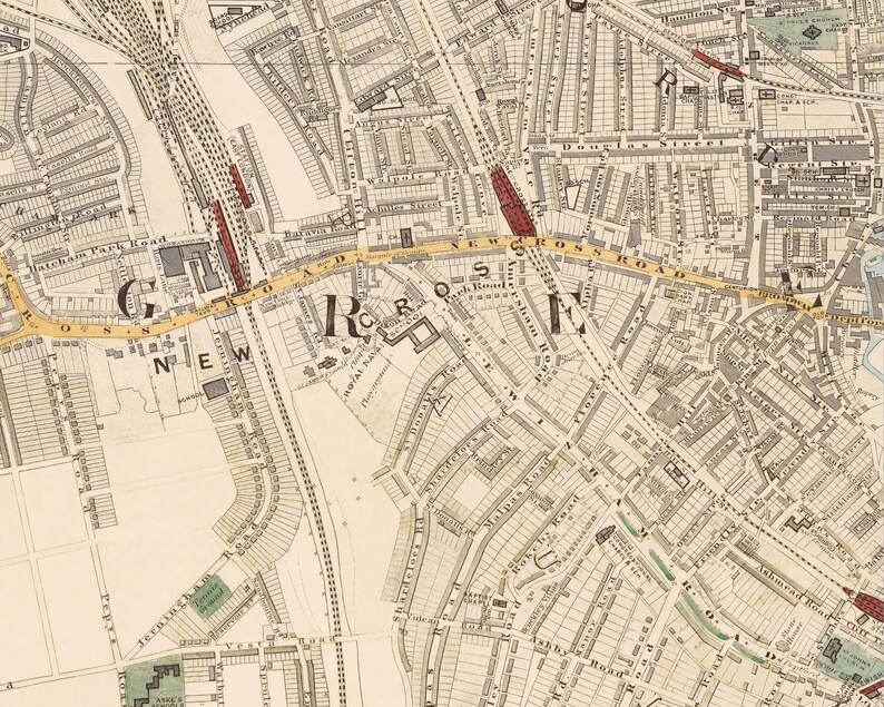 Old LONDON Colour Map 1891 Greenwich, Deptford - Exceptional Quality ...