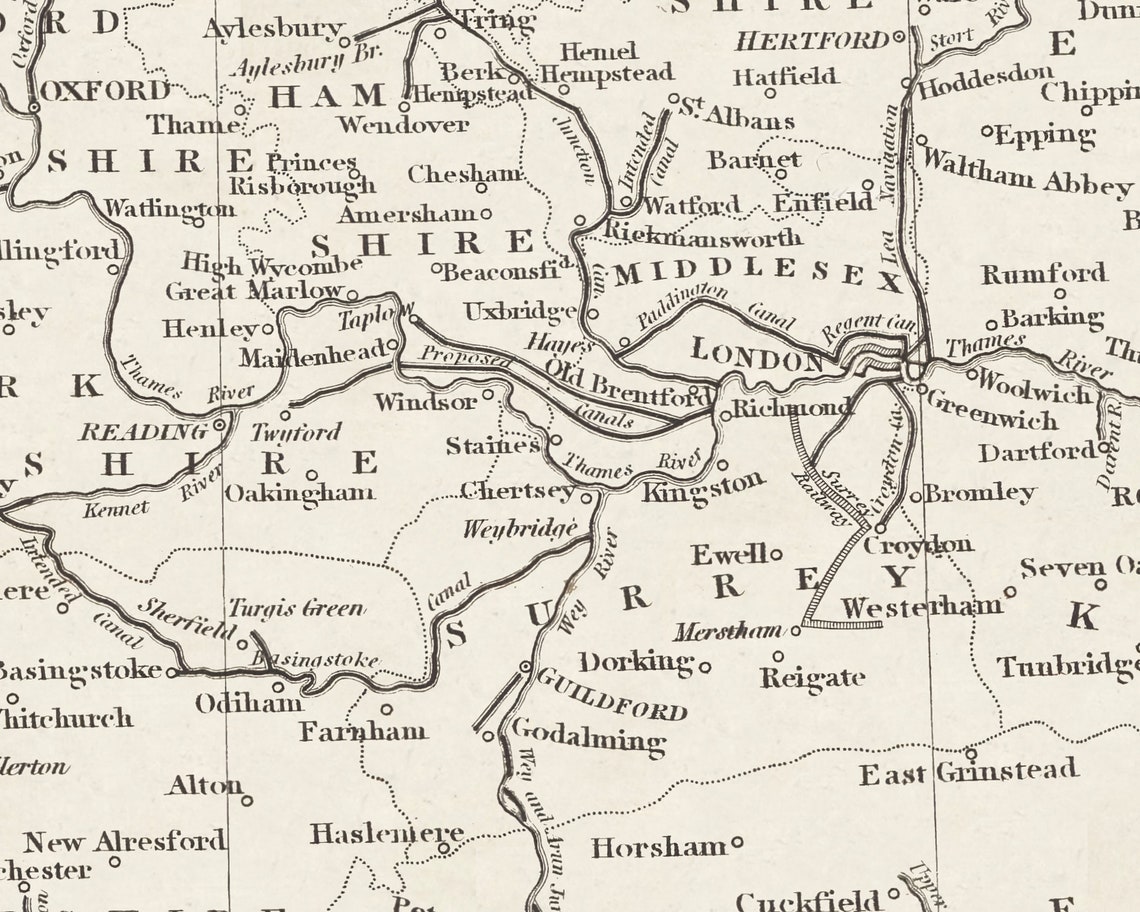 Map of CANALS and Navigable Rivers William Swire 1888 Rare ...