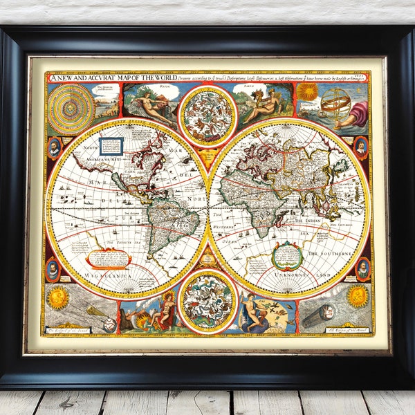 New and Accurate Map of the World - Etsy