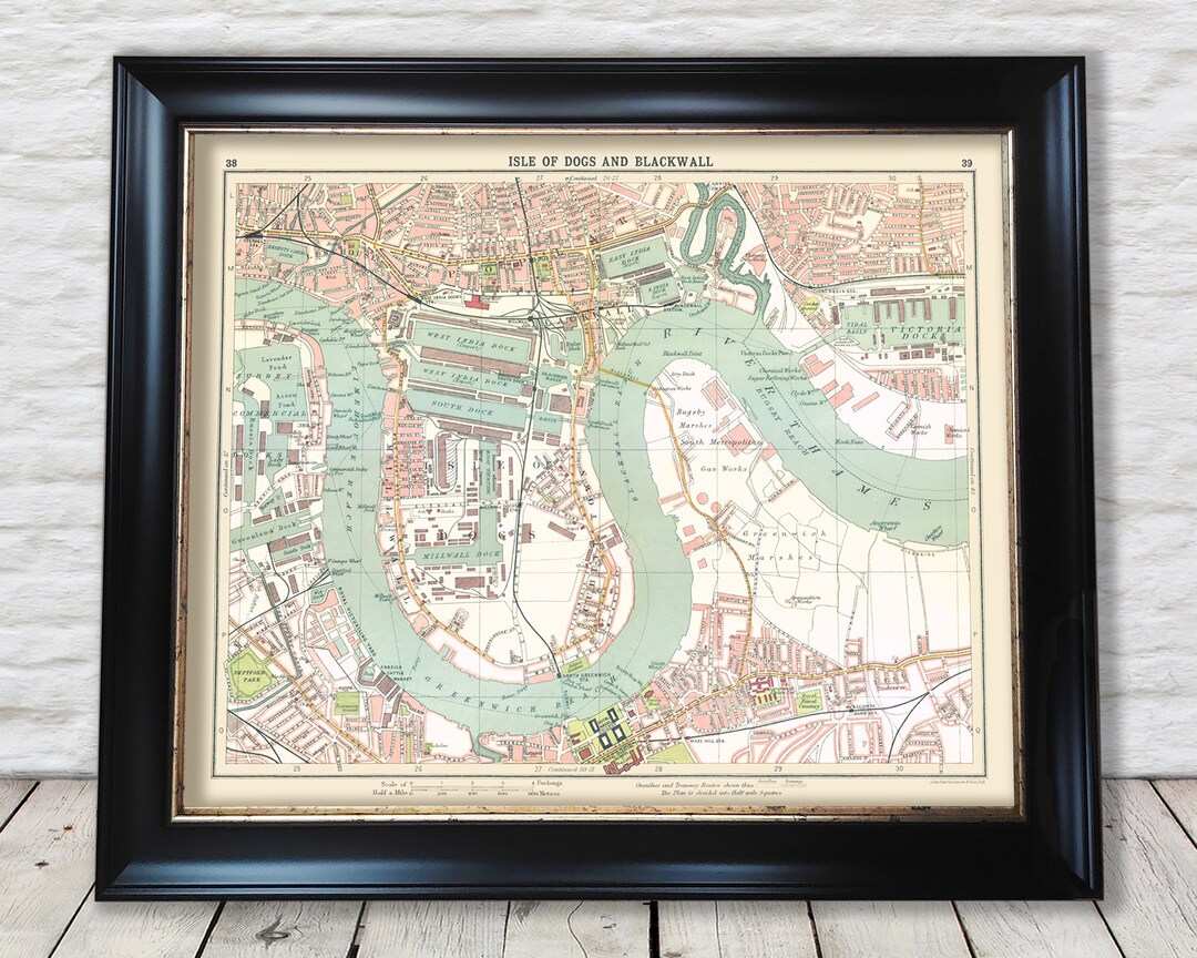 EAST LONDON Isle of Dogs and Blackwall Map 1921 Sheet 38/39 ...