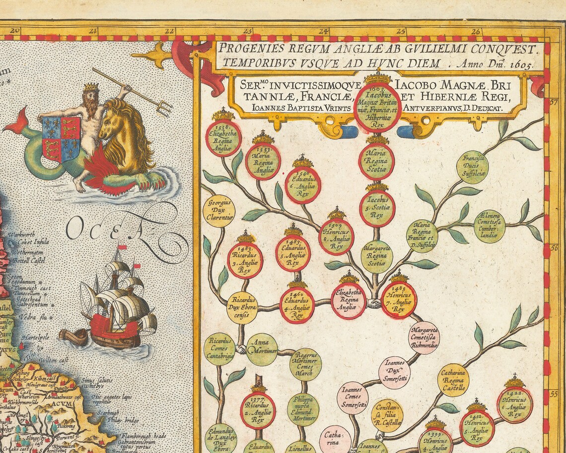 Old Map of ENGLAND & IRELAND 1605 by Abraham Ortelius and Virents ...