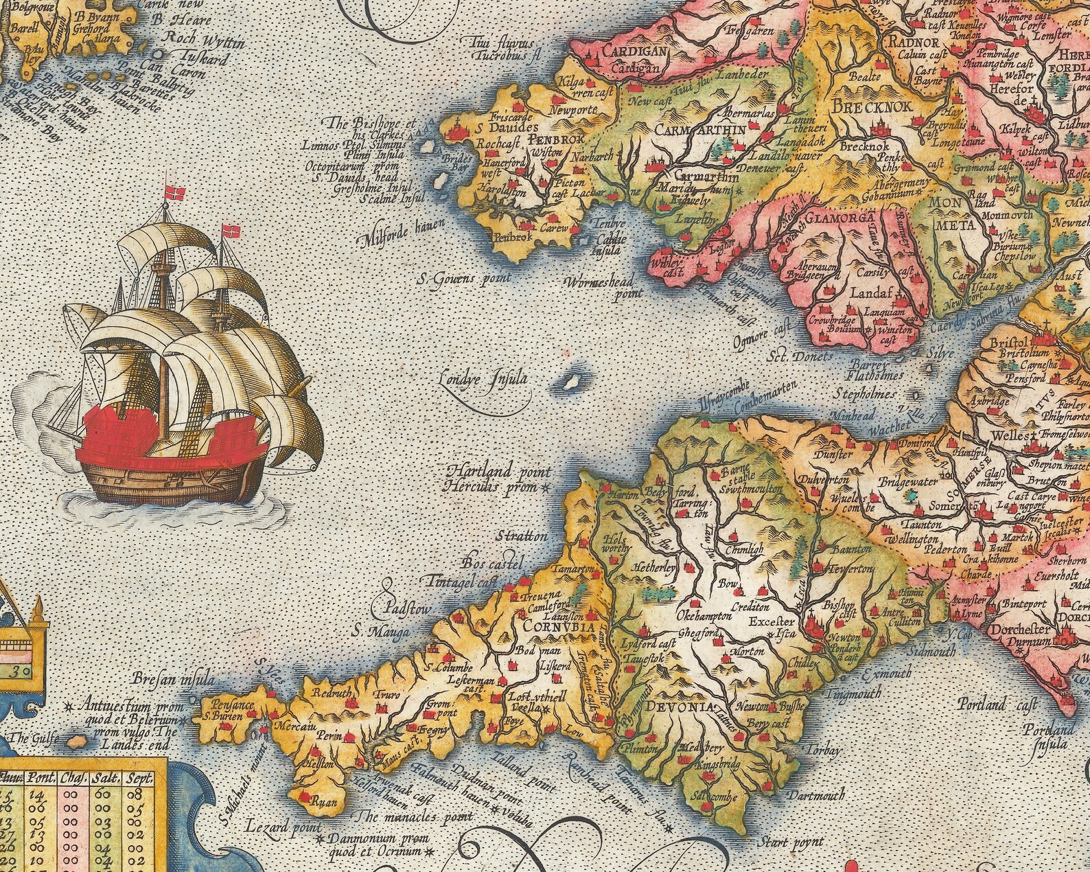 Old Map of ENGLAND & IRELAND 1605 by Abraham Ortelius and Virents ...