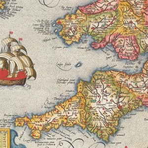 Old Map of ENGLAND & IRELAND 1605 by Abraham Ortelius and Virents ...