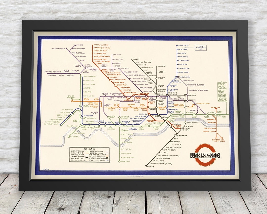 LONDON UNDERGROUND Map Harry Beck 1933 First Edition - London Tube Map ...