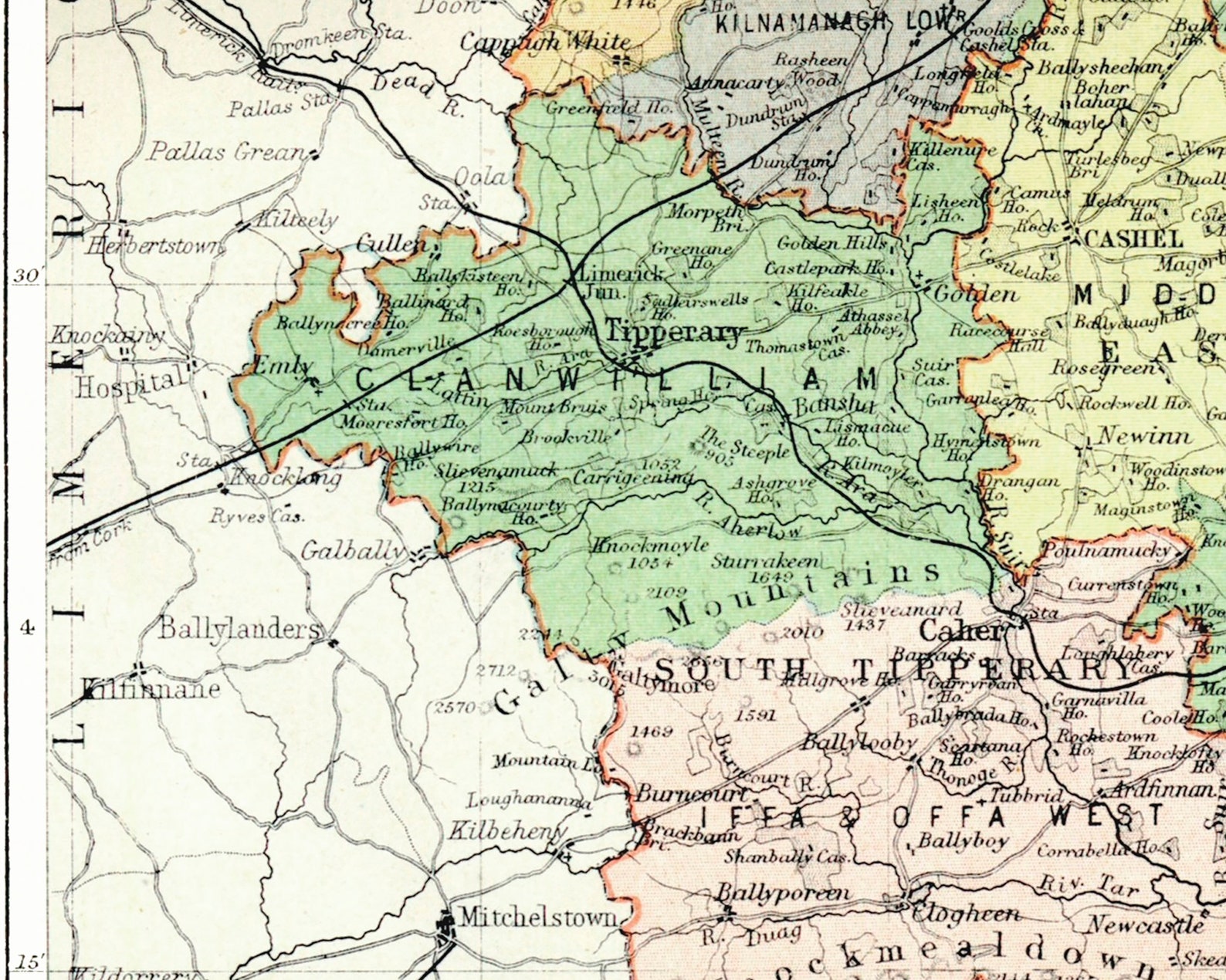 County TIPPERARY Antique Reproduction Irish Map 1897 by - Etsy UK