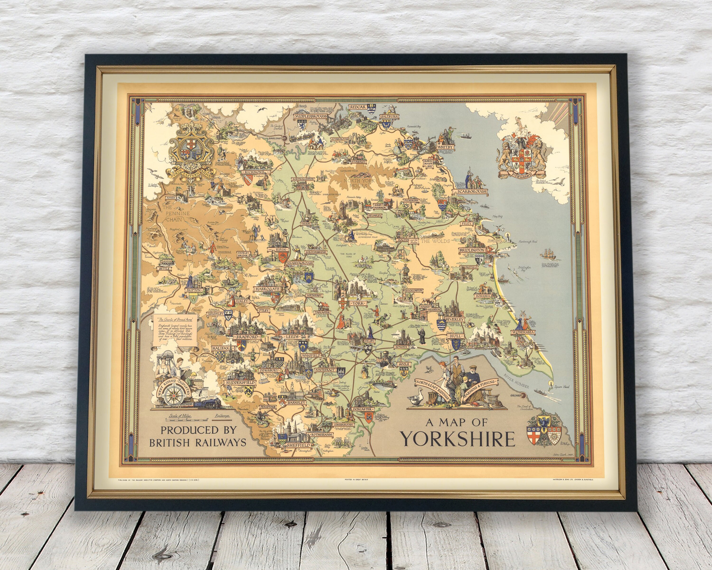 Vintage YORKSHIRE RAILWAYS Map 1949 by Estra Clark Pictorial - Etsy