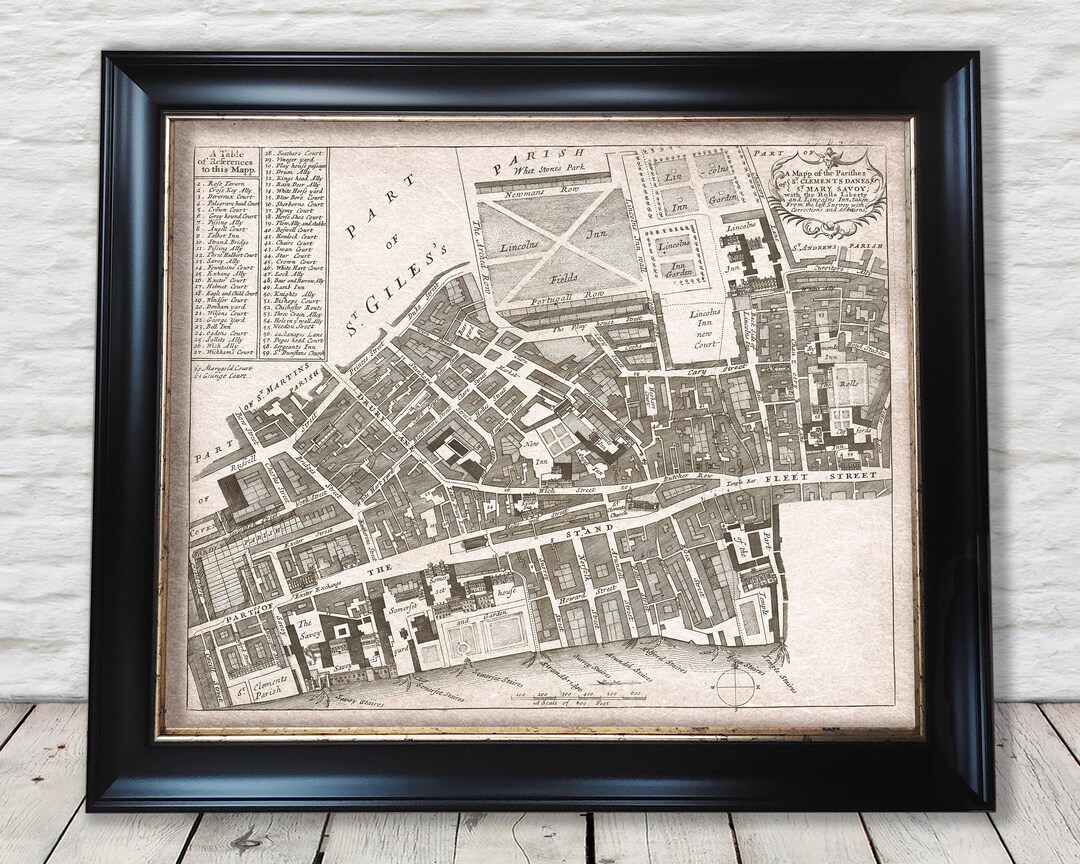 Old St CLEMENTS and St Mary SAVOY Parish Map Strype Stow 1720 - the ...