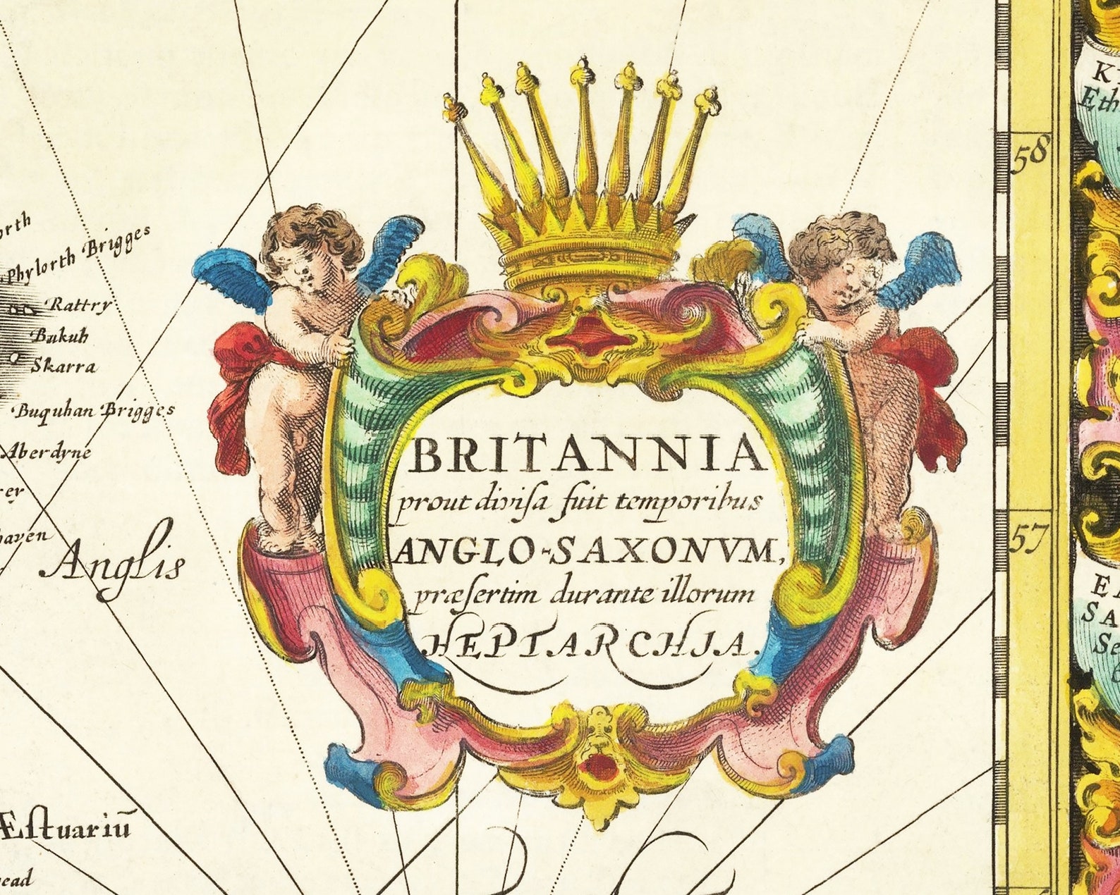 Outstanding Britannia ANGLO SAXON Heptarchy Map by Jan Jansson 1646 ...
