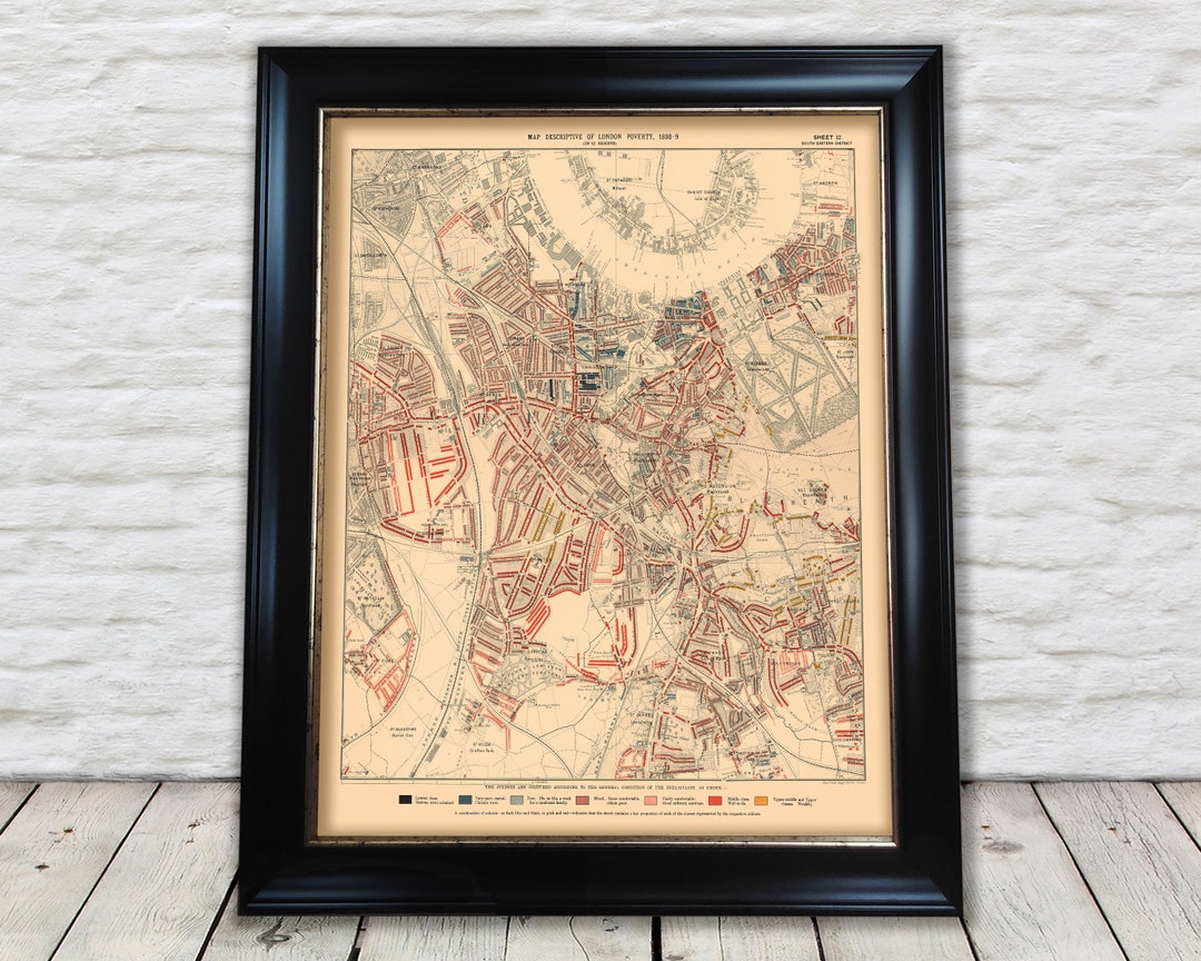 Charles Booth 1898 London Poverty Map: Greenwich Deptford Blackheath ...