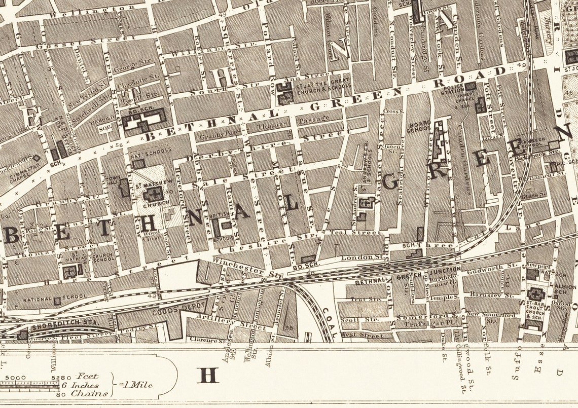Old LONDON Map 1877 Clerkenwell Islington Bethnal Green and | Etsy
