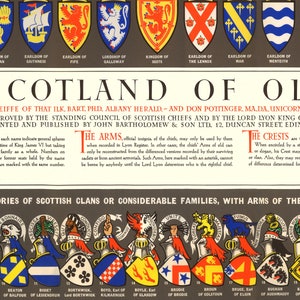 RARE Bartholomew Clan Map of Scotland by Don Pottinger - Heraldry ...