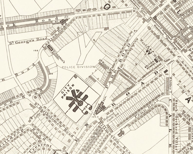 Old LONDON Map 1877 Highgate, Holloway and Parliament Hill Sheet 2 ...