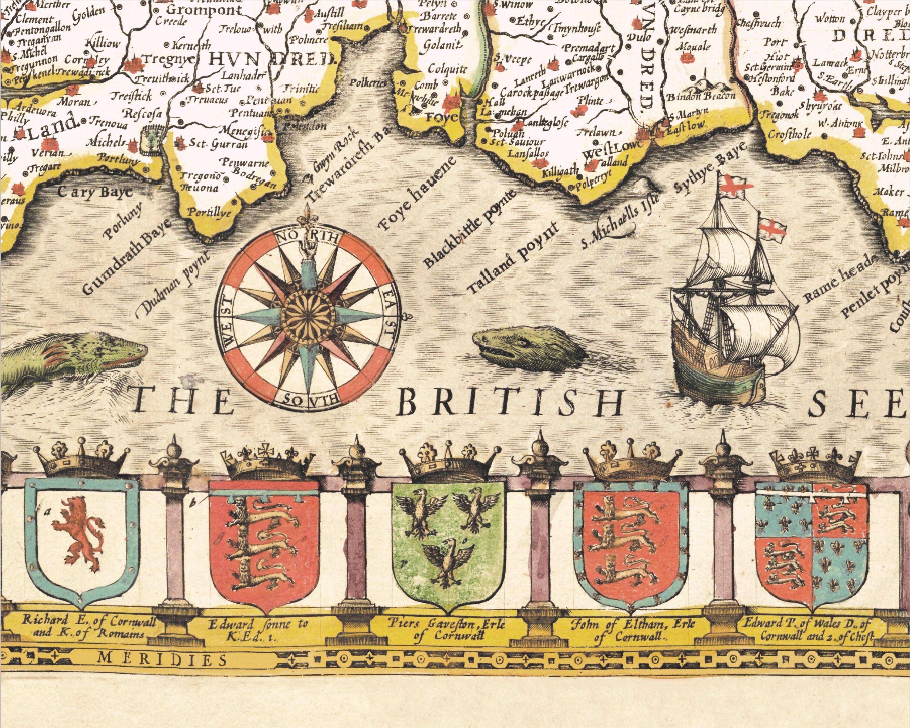 Rare Old CORNWALL Map 1611 by John Speed - St Ives Penzance Lands End ...