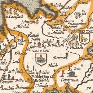 Old Map of CANAAN 1651 by John Speed - Holy Land Jerusalem Bible Moses ...