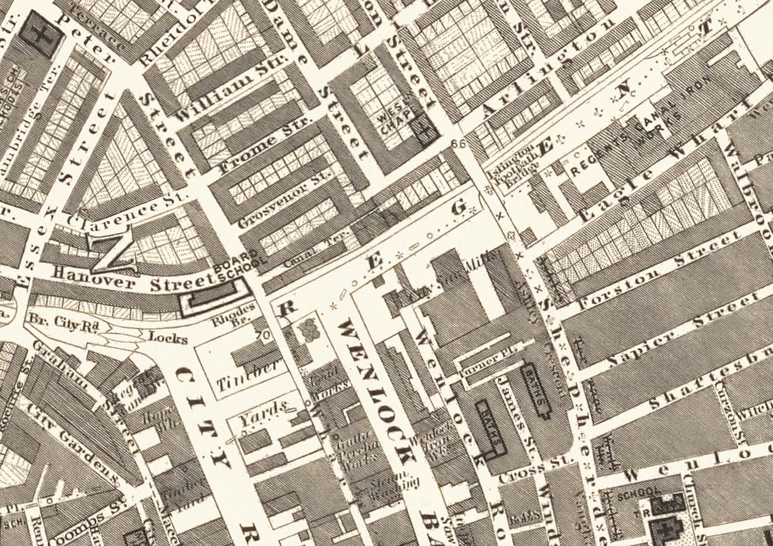 Old LONDON Map 1877 Clerkenwell, Islington, Bethnal Green Sheet 7 ...