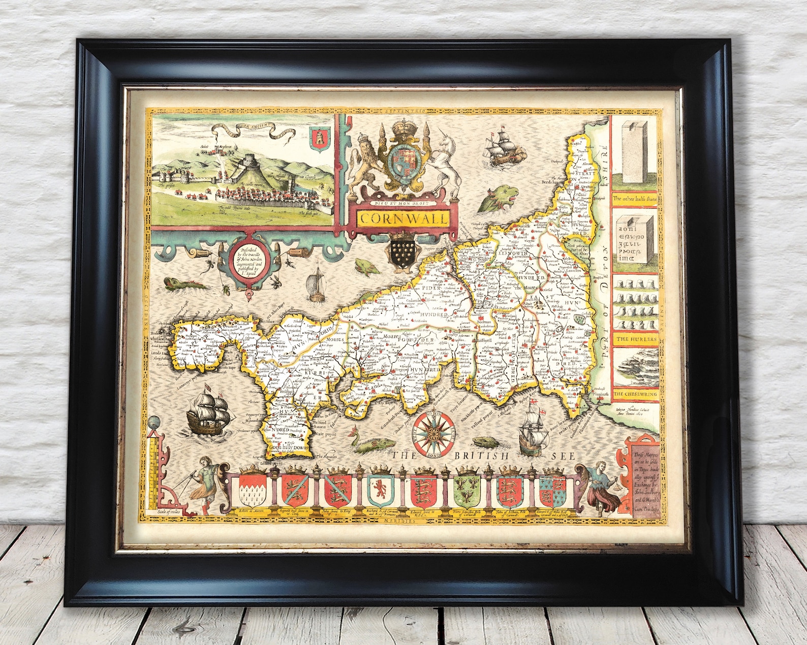 Rare Old CORNWALL Map 1611 by John Speed - St Ives Penzance Lands End ...