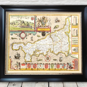 Rare Old CORNWALL Map 1611 by John Speed - St Ives Penzance Lands End ...