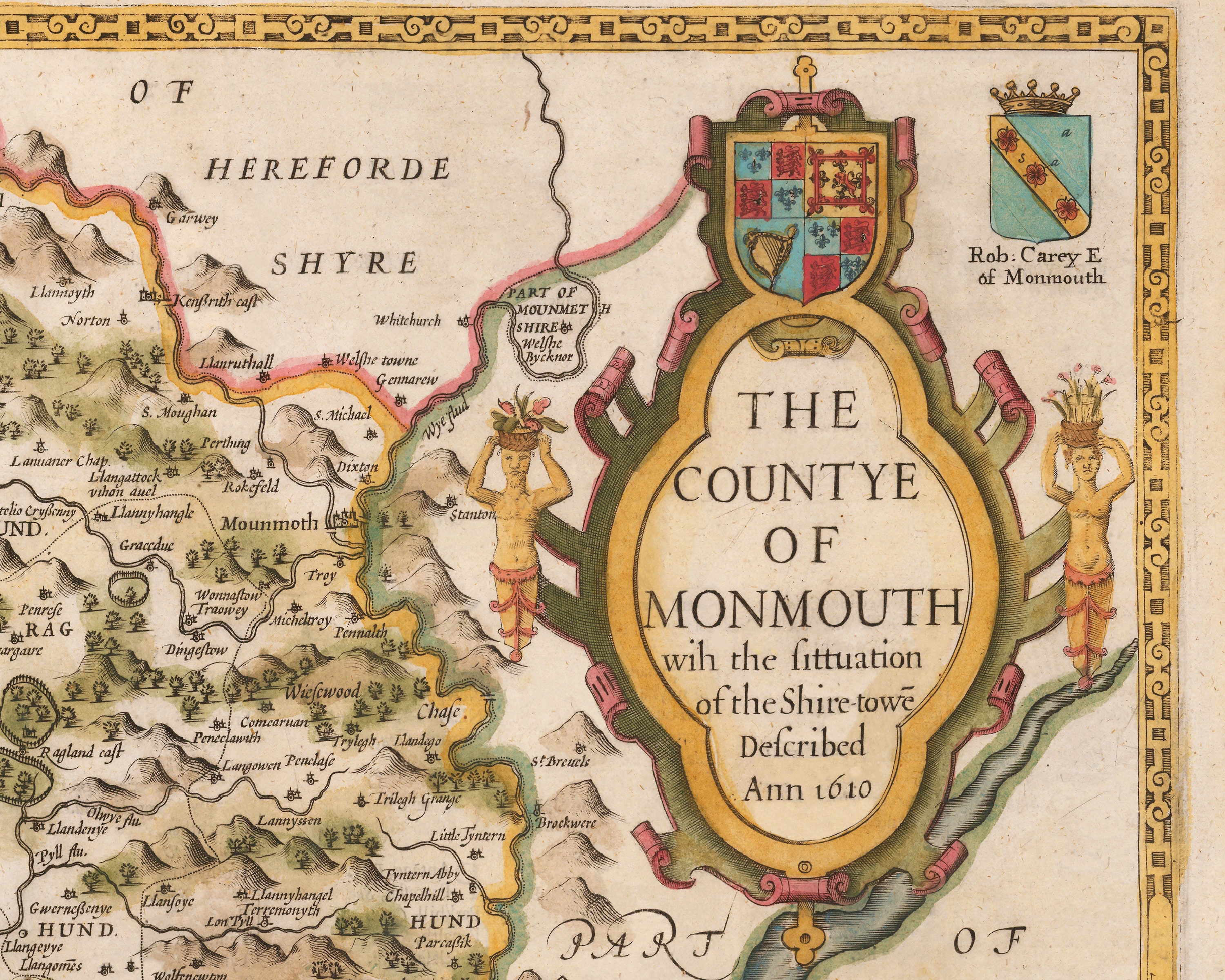 Old MONMOUTHSHIRE Map John Speed 1611 Wales Monmouth - Etsy UK
