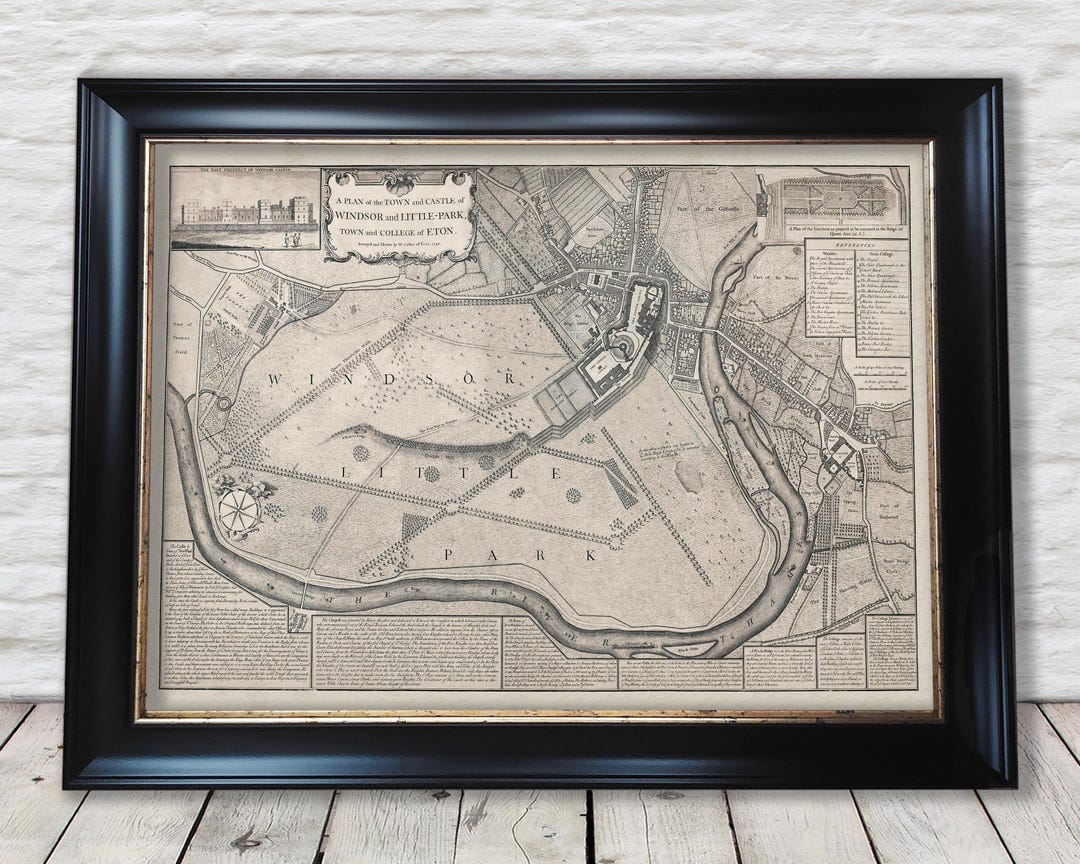 Old WINDSOR and ETON Map 1742 William Collier - Windsor Castle Eton ...