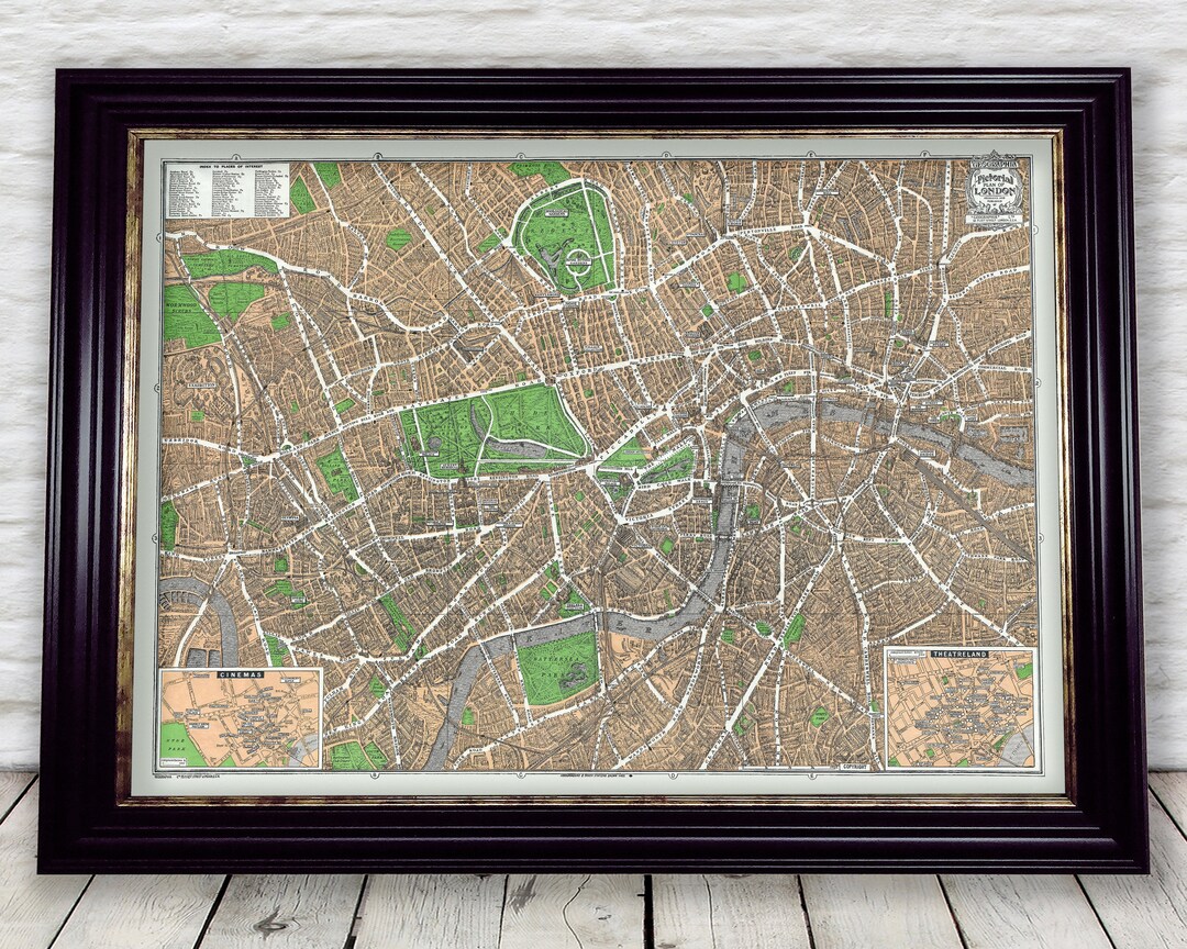 Wonderful PICTORIAL Plan of LONDON 1933 Inset Cinema and Theatre Maps ...